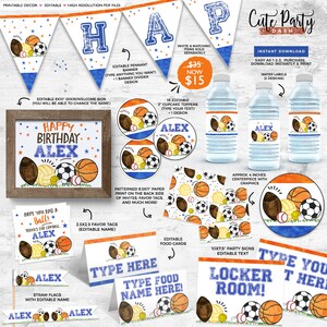 INSTANT DOWNLOAD - EDITABLE Sports Birthday Favor Tags Sports Birthday ...