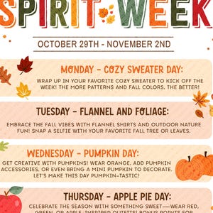 Editable Fall Spirit Week Sign Template: School Event Flyer (digital ...