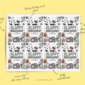 Happy Halloween Slap Bracelet Gift Tag INSTANT DOWNLOAD Slappy ...