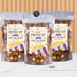 Just Poppin' by Gift Tag, EDITABLE Halloween Popcorn Thank You Tag ...