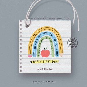 EDITABLE Happy First Day of School Gift Tag Printable Welcome Back to ...