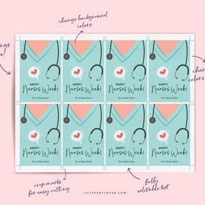 Nurses Week Gift Tags: Editable Appreciation Gifts (instant Download ...