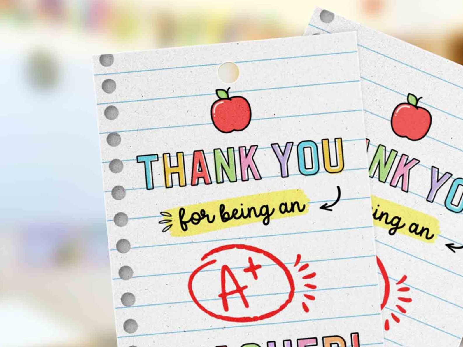 Editable Teacher Appreciation Gift Tag Thanks for Being an A - Etsy
