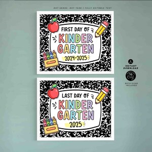 Editable First Day of Kindergarten Sign Bundle Printable INSTANT ...