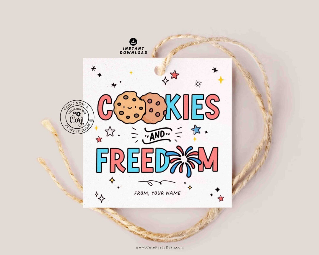 Cookies & Freedom Tag Printable INSTANT DOWNLOAD 4th of July Cookies ...