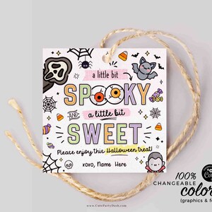 Editable Halloween Spooky & Sweet Gift Tag (instant Download) - Etsy