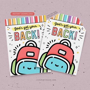 God's Got Your Back Tag: Sunday School Prayer Card (digital Download ...
