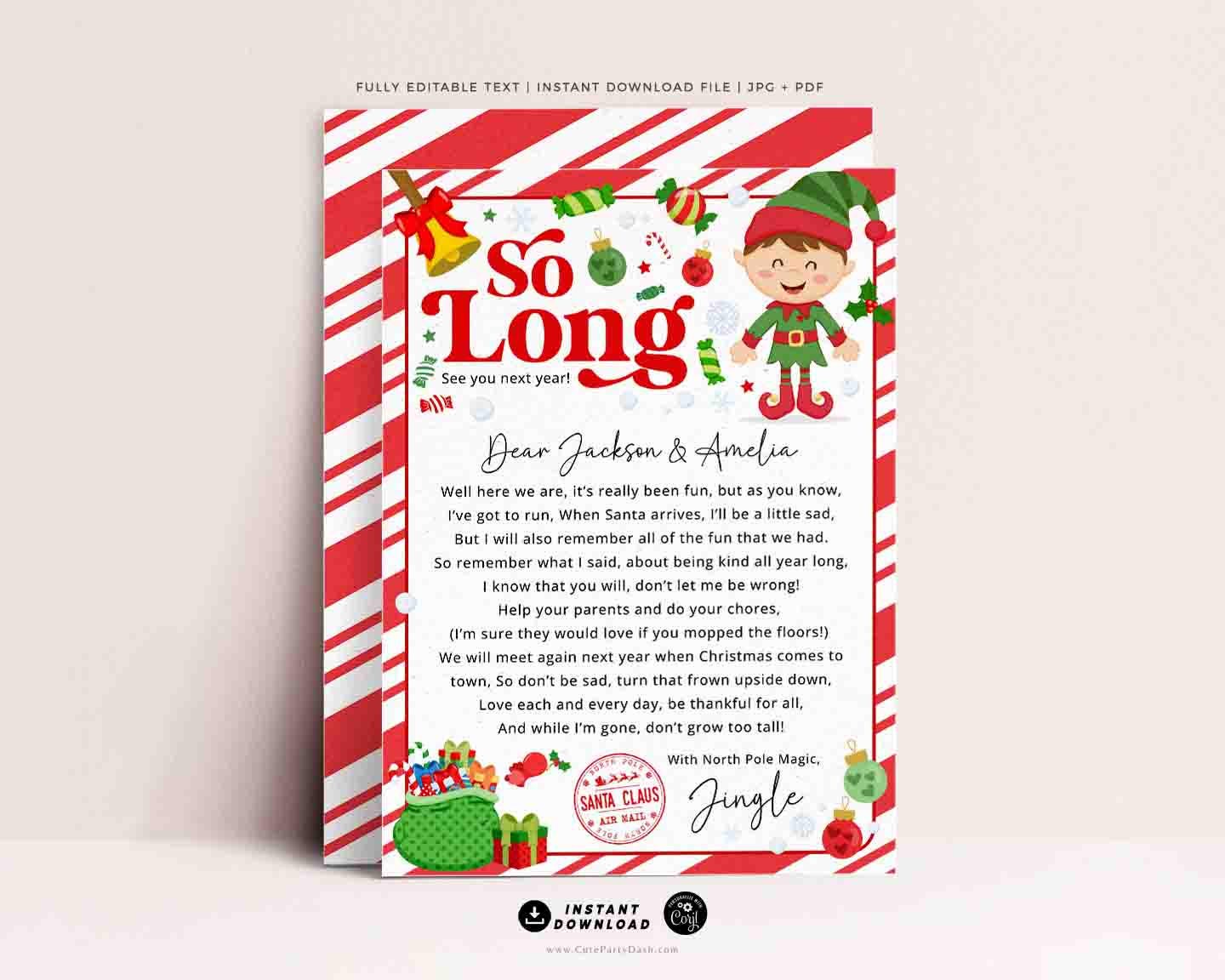 Editable Elf Goodbye Letter: Christmas Elf Departure Note (digital ...