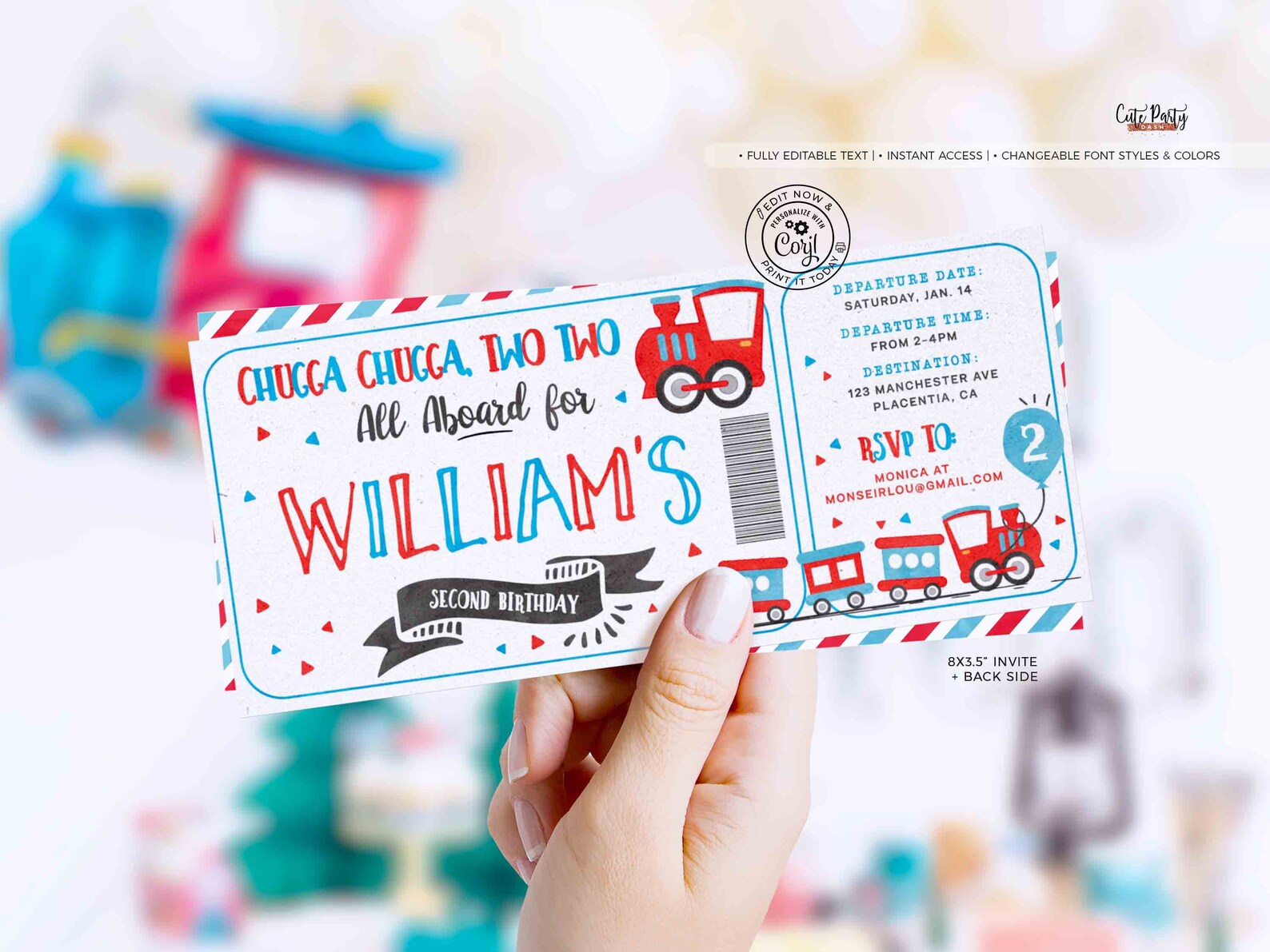 Editable Train Birthday Party Bag Topper Food Card Choo Choo - Etsy