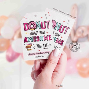 Donuts Valentine's Day Gift Tag Printable INSTANT DOWNLOAD Kids ...