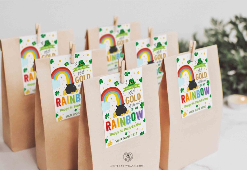 Pot of Gold Rainbow St. Patricks Day Gift Tag Friend Happy - Etsy