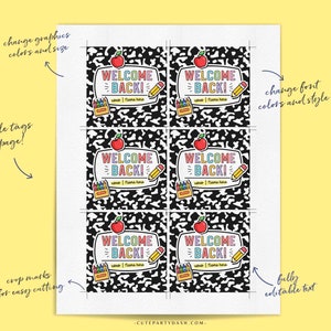 Editable Back to School Gift Tags: Composition Book Template (instant ...