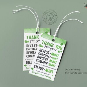 INSTANT DOWNLOAD, Volunteer Mint Tags, PTA Staff Gift Appreciation Mint ...