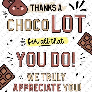 Editable Chocolate Appreciation Gift Tags: Teacher Staff Thank You ...