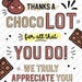 Chocolate Appreciation Tags Thank You Tags Editable - Etsy
