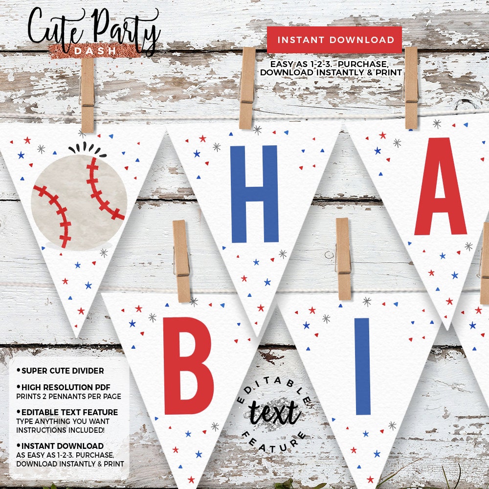 INSTANT DOWNLOAD EDITABLE Baseball Birthday Decorations | Etsy