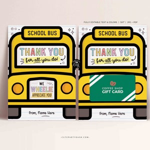 Editable Bus Driver Gift Card Holder Template, Printable School Bus ...
