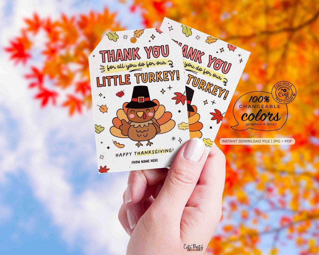 Thanks for All You Do for Our Little Turkey Thanksgiving Gift Tag ...