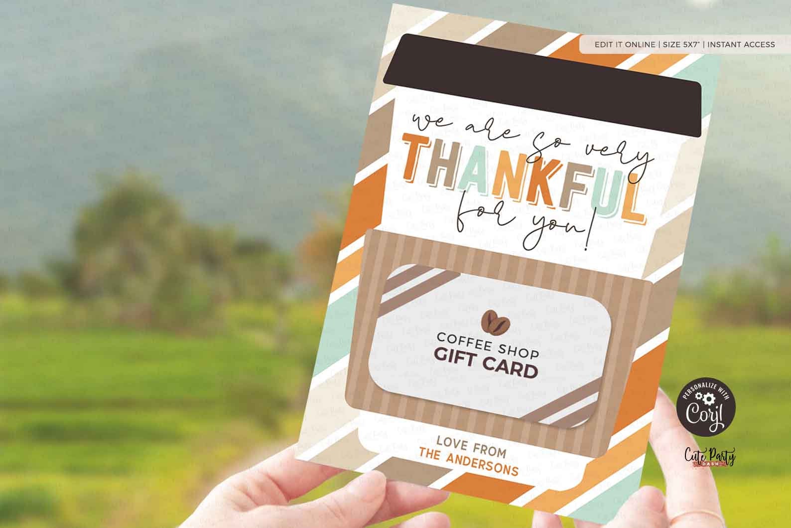 Thanksgiving Coffee Gift Card Holder, Editable Teacher Latte Template ...