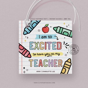 Back to School Teacher Gift Tag Printable INSTANT DOWNLOAD EDITABLE ...