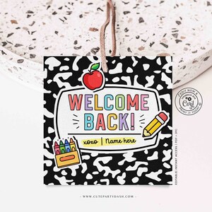 Editable Back to School Gift Tags: Composition Book Template (instant ...