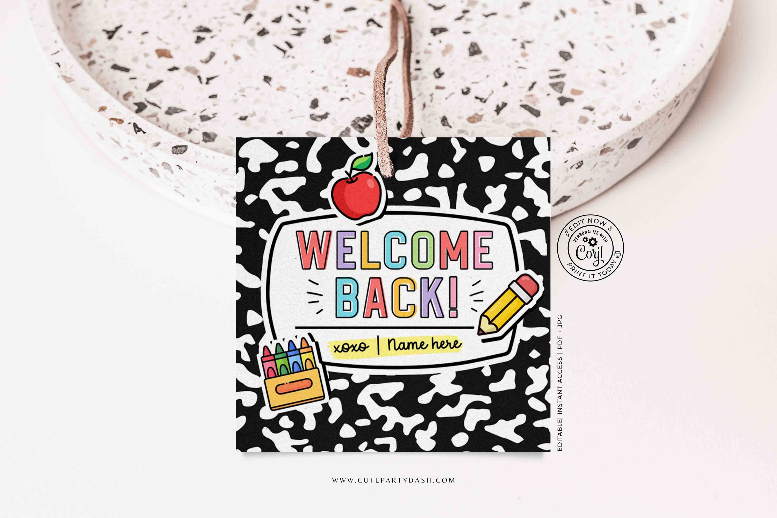 Editable Back to School Gift Tags: Composition Book Template (instant ...