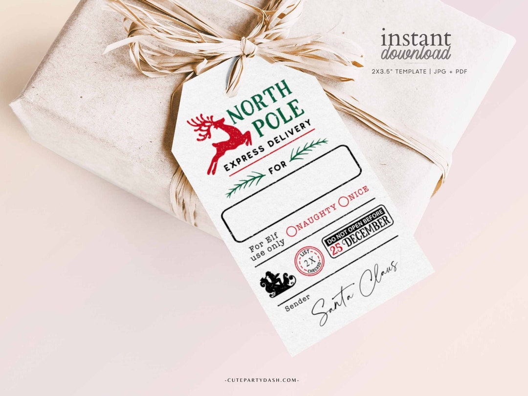 Christmas North Pole Express Gift Tag, Naughty Nice List Approved, From ...