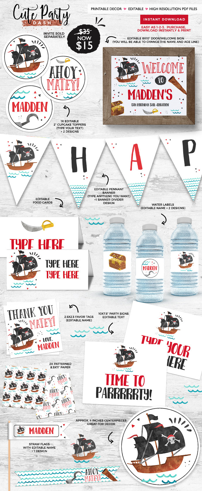 INSTANT DOWNLOAD Pirate Birthday Milestone Poster Pirates - Etsy