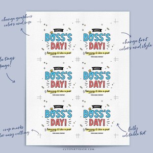 Editable Boss's Day Gift Tag: Printable Thank You Card (instant ...