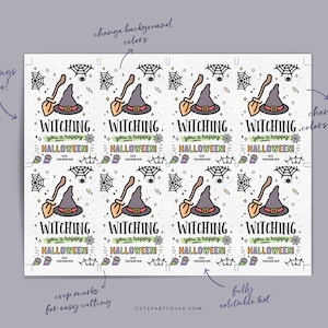 EDITABLE Witching You a Happy Halloween Gift Tag Template INSTANT ...
