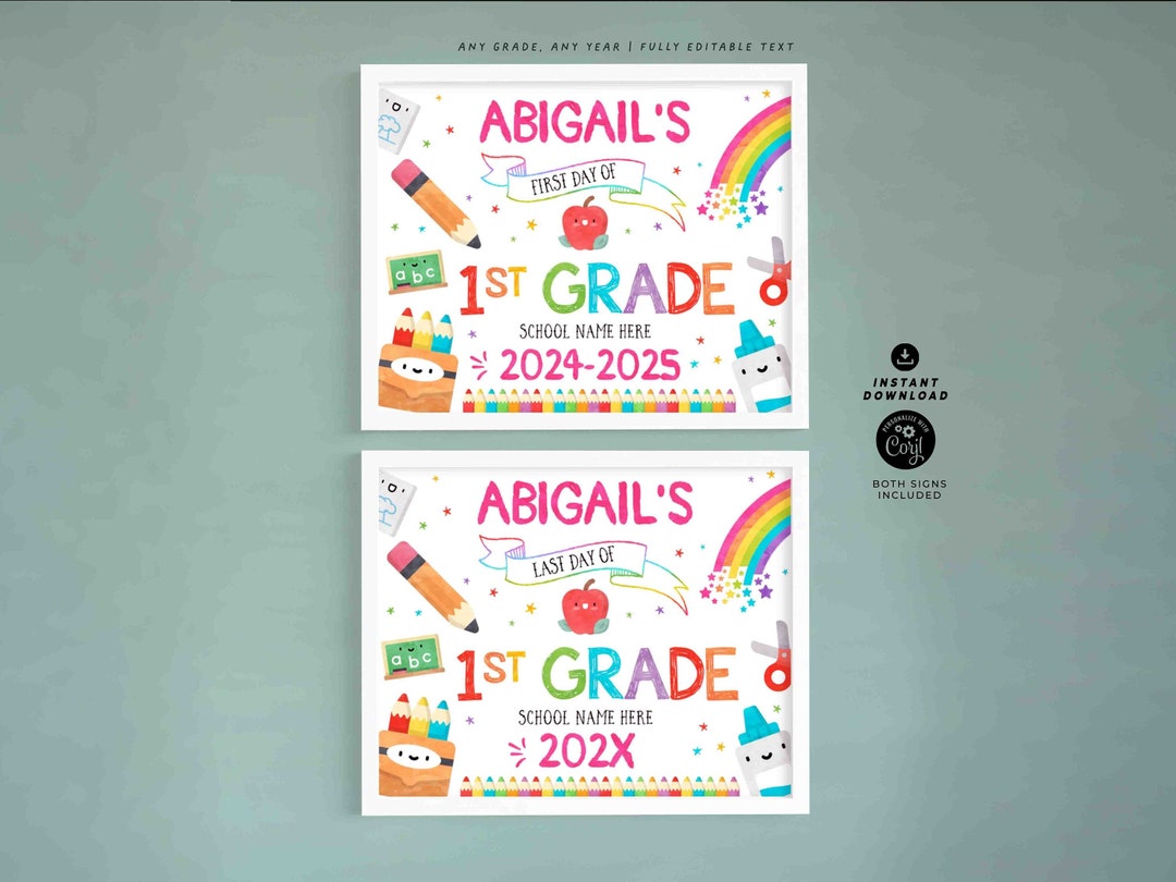 Editable First & Last Day of School Sign Set (instant Download) - Etsy