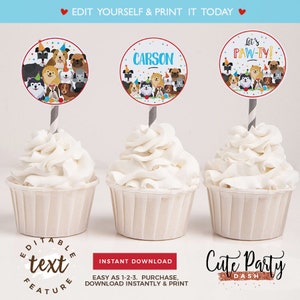 INSTANT DOWNLOAD, EDITABLE Puppy Birthday Decorations, Pet Adoption ...