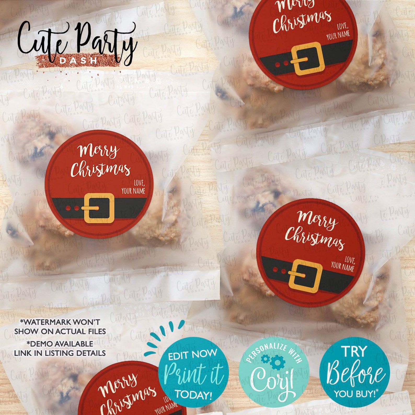 INSTANT DOWNLOAD EDITABLE Christmas Labels 2 Inches Round - Etsy