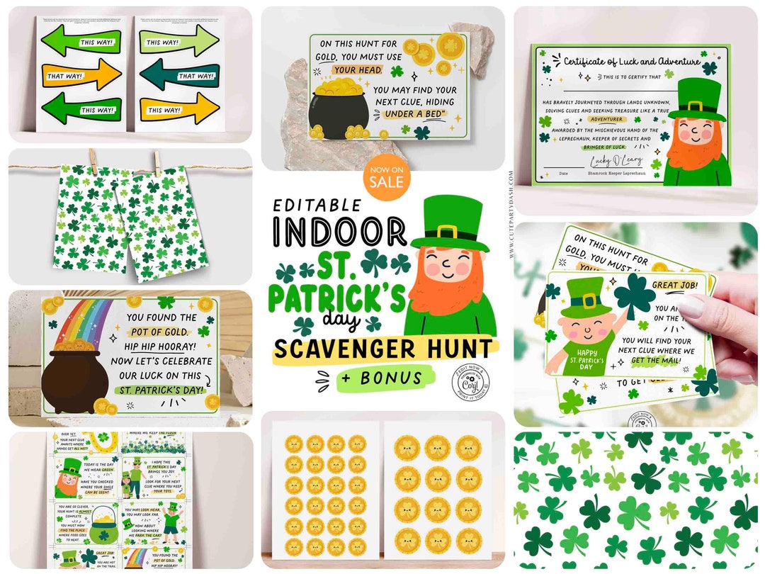 St Patrick's Day Scavenger Hunt: Editable Clues, Treasure Hunt Game ...