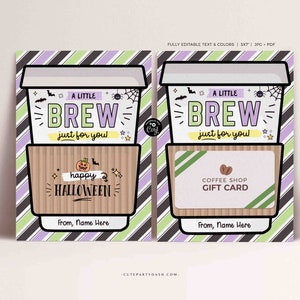 Halloween Coffee Gift Card Holder Template INSTANT DOWNLOAD Editable A ...