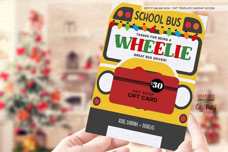 Editable Christmas Bus Driver Thank You Card Bus Driver Gift - Etsy