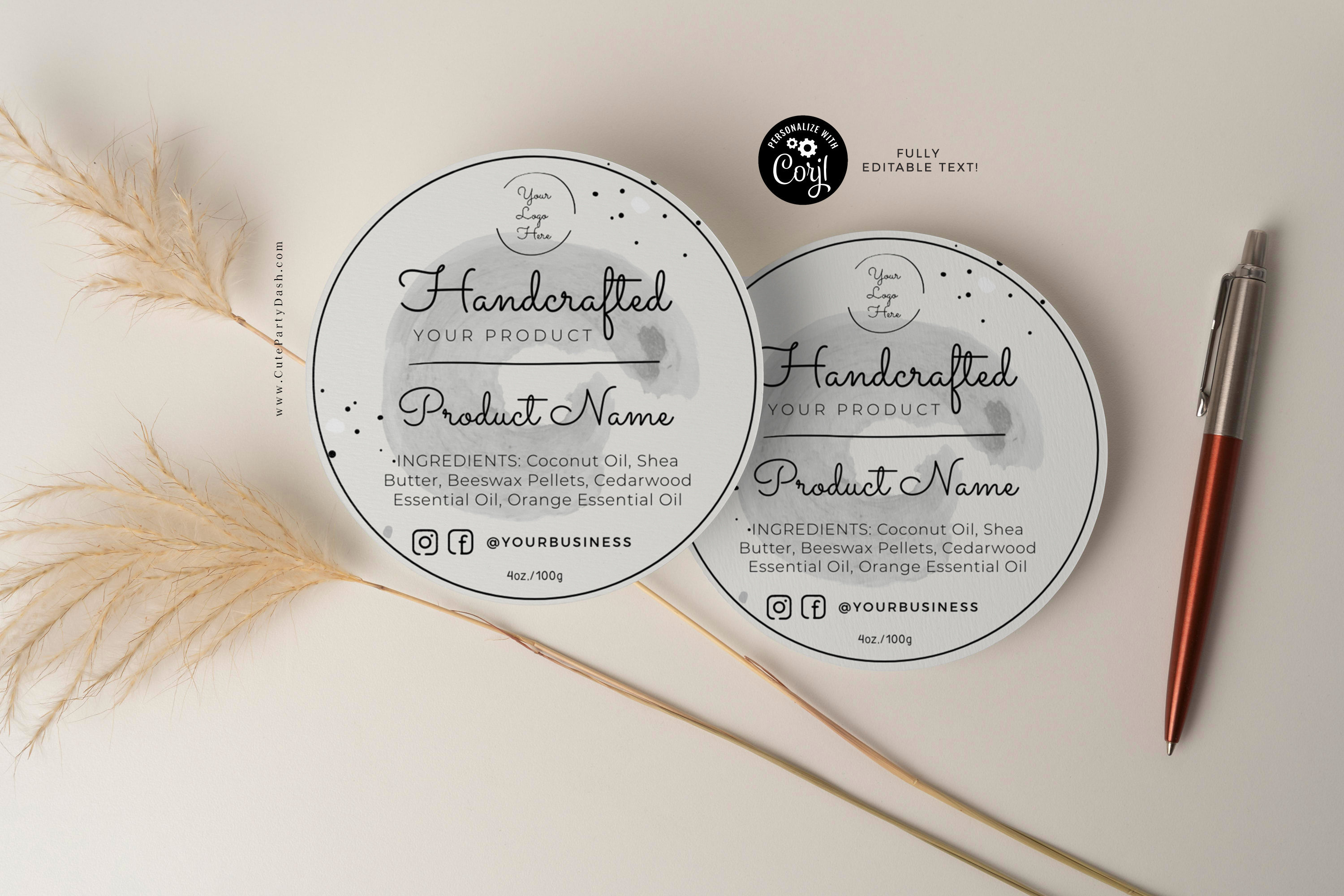 Round Product Label Editable Template INSTANT DOWNLOAD - Etsy