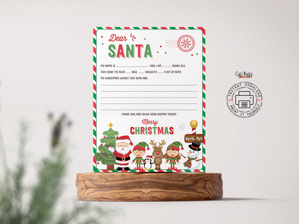 Christmas Letter to Santa Wish List for Kids Printable - Etsy