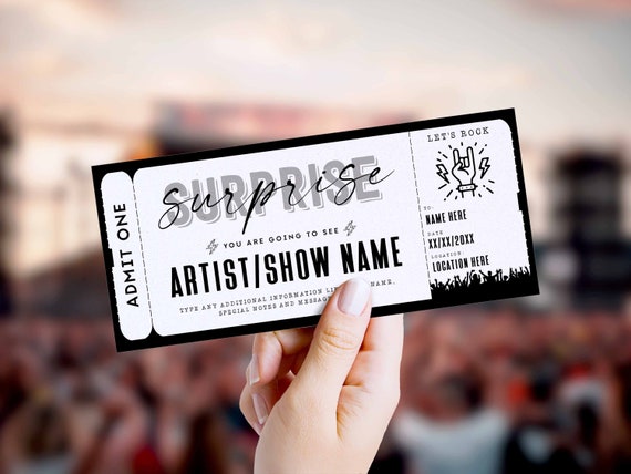 Rock Concert Ticket Template Editable Surprise Rock and Roll - Etsy Canada