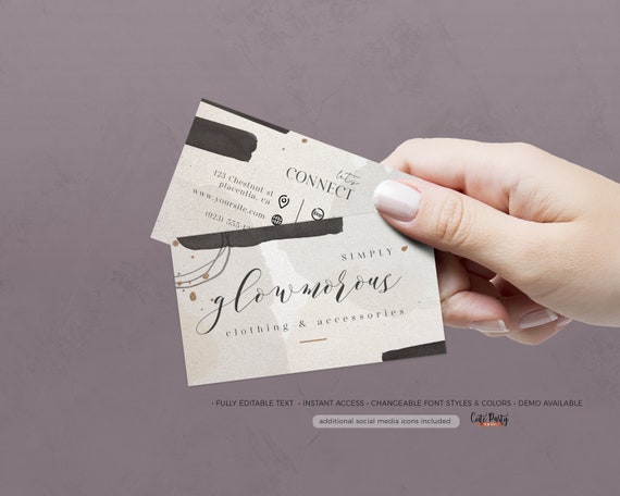 Business Card Template Editable Modern Abstract Background - Etsy