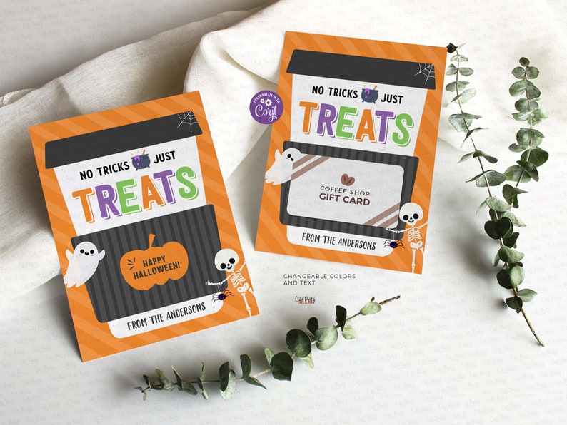 Editable Fall Harvest Halloween Coffee Gift Card Holder - Etsy