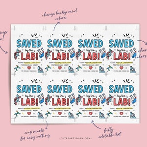 Saved by the Lab Gift Tags Printable INSTANT DOWNLOAD Editable Lab Week ...