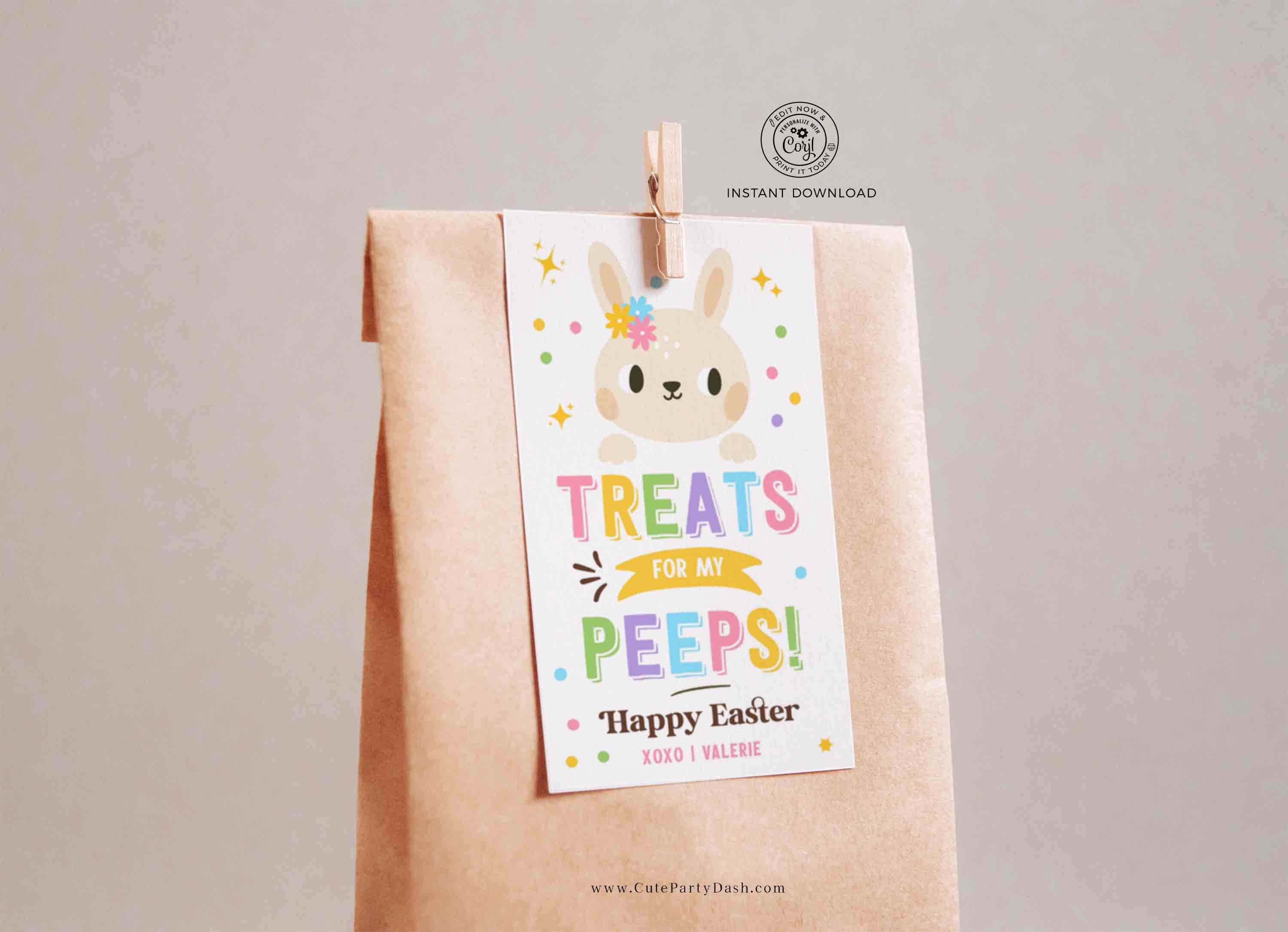 INSTANT DOWNLOAD Treats for My Peeps Gift Tag Editable Peeps - Etsy