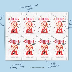 I Chews You Valentine's Day Gift Tag (printable INSTANT DOWNLOAD) - Etsy