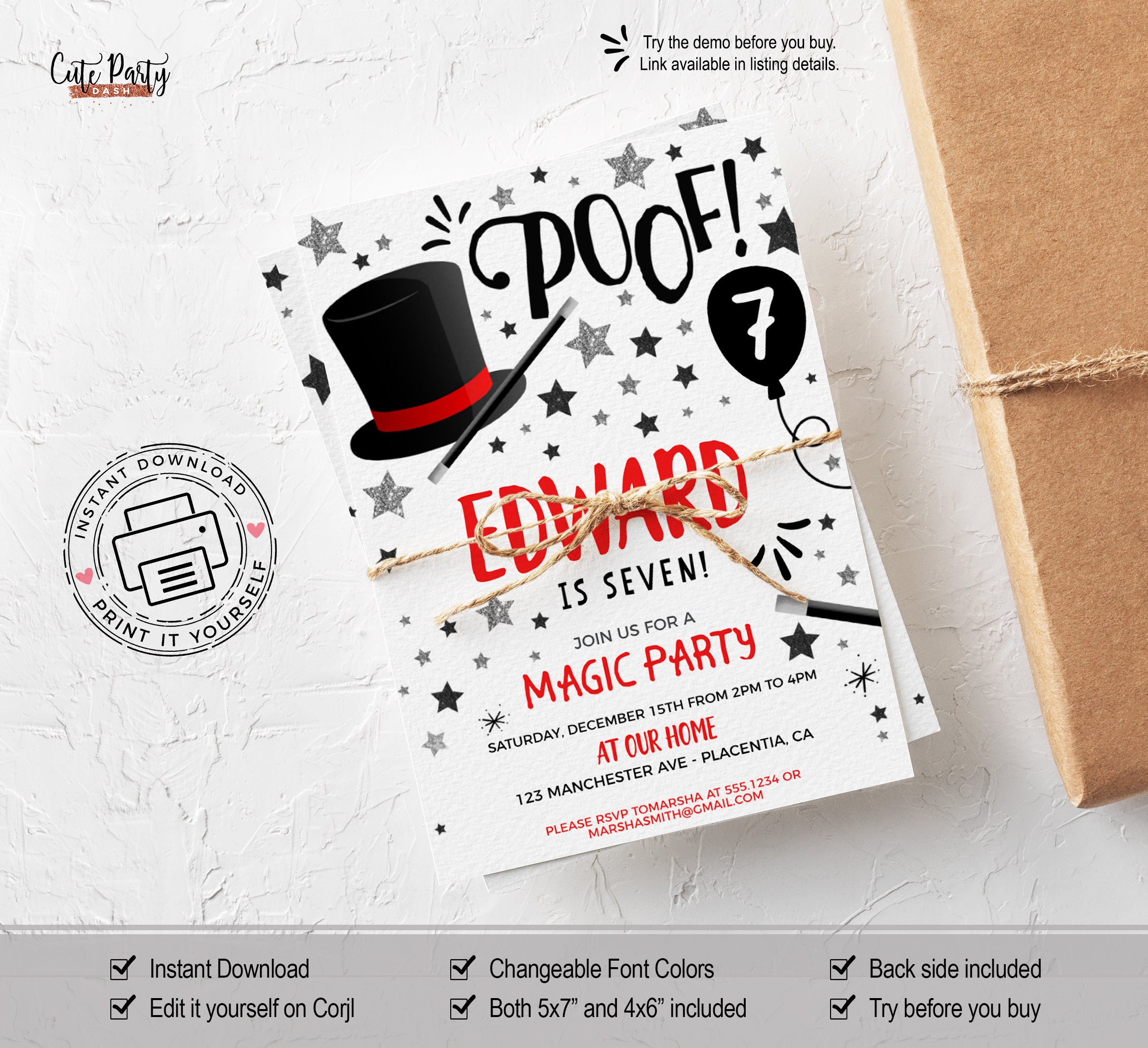 Magic Show Birthday Party Invitations