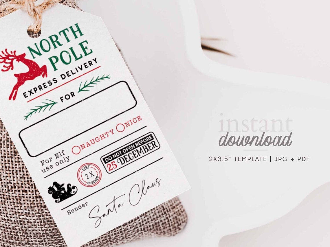 Christmas North Pole Express Gift Tag Naughty Nice List - Etsy