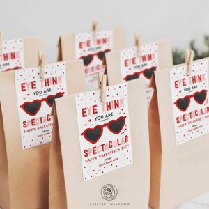 EDITABLE Heart Sunglasses Valentine's Day Tag, Non-candy Eye Think You ...