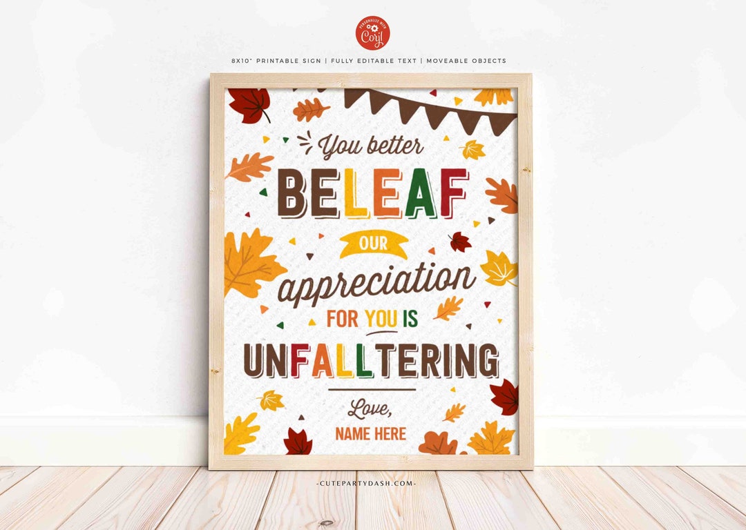 Fall Appreciation Sign Printable Thanksgiving Decor INSTANT DOWNLOAD ...