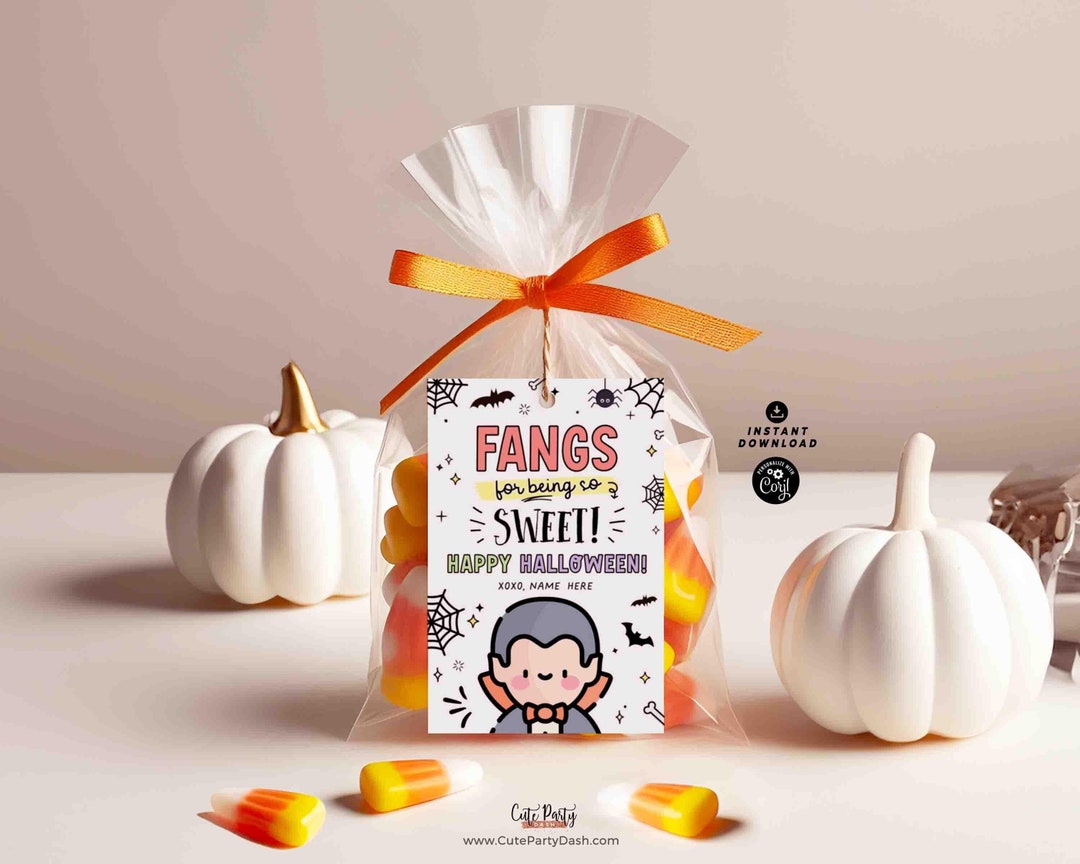 Vampire Halloween Gift Tag Printable, Editable Text (digital Download ...