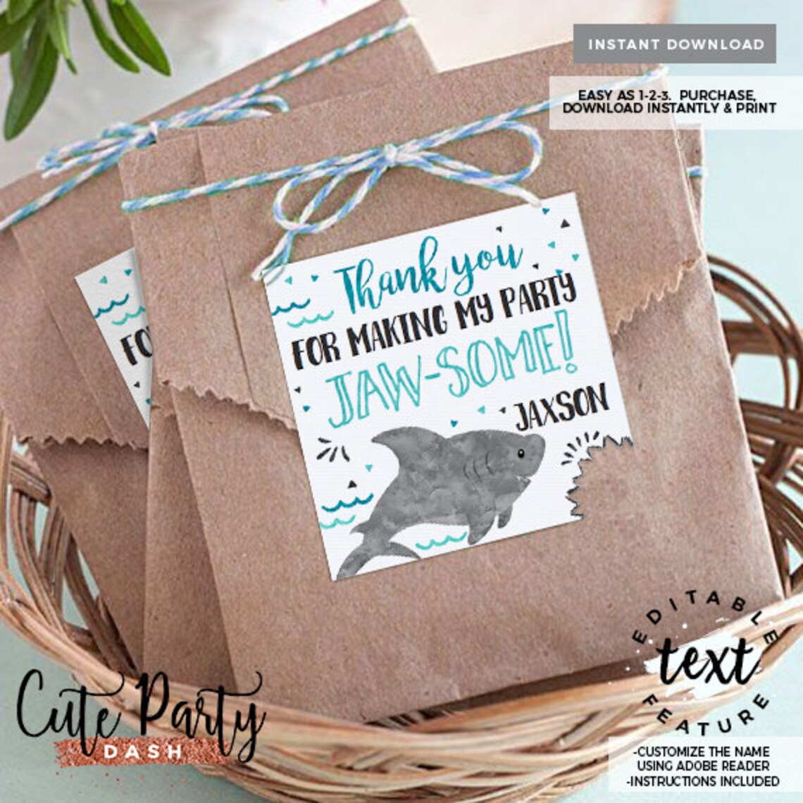 INSTANT DOWNLOAD EDITABLE Shark Birthday Decorations Food - Etsy